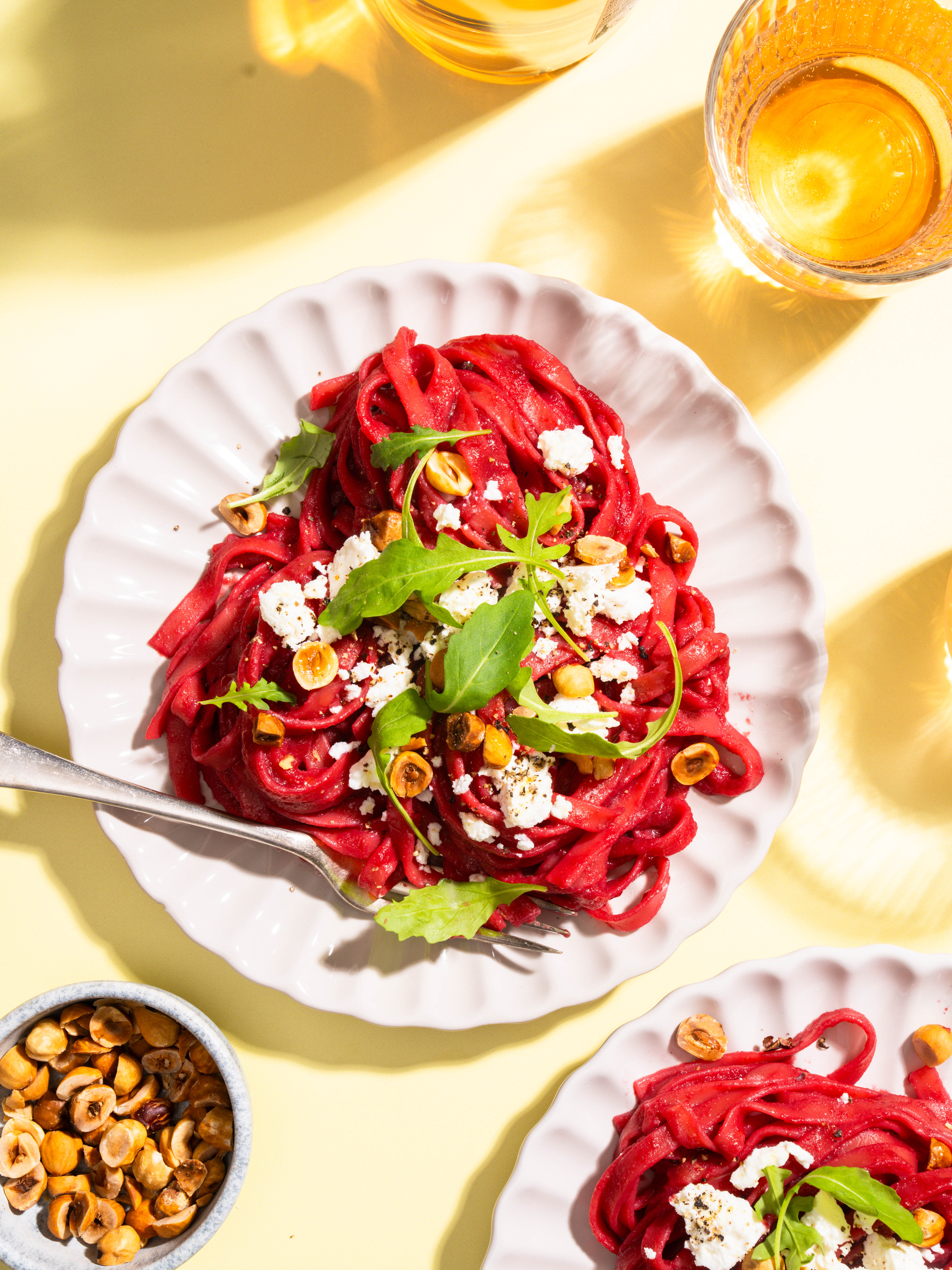 Cherrypick | Beetroot Pasta with Feta and Hazelnuts