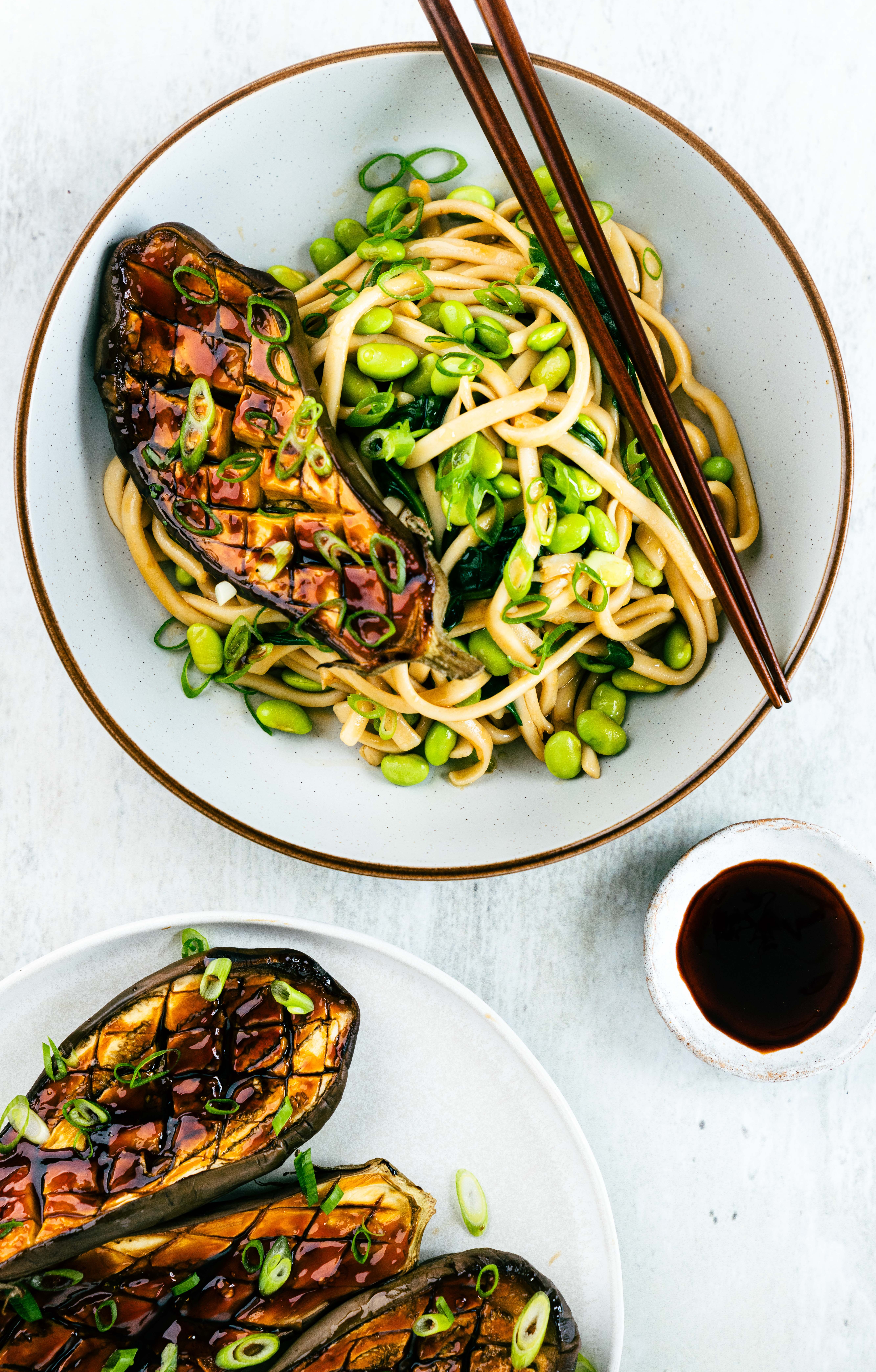 Cherrypick | Teriyaki Grilled Aubergines with Edamame Udon Noodles