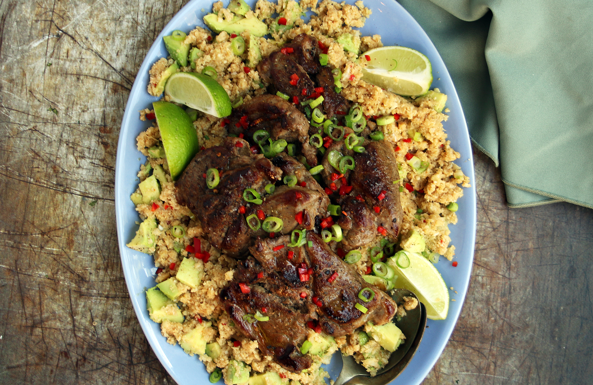 Cherrypick | Cumin-Spiced Lamb Rump Steaks with Spiced Avo Cauli Rice